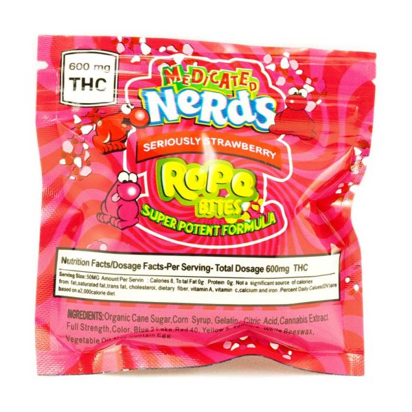 Buy Nerd Rope Bites - 600MG THC Strawberry Online - MMJ Express